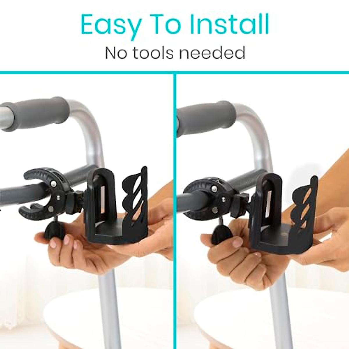 Vive Wheelchair Cup Holder (XL) - Universal, Adjustable, Clip On Accessory for Rolling Walker, Rollator, Electric Mobility Scooter, Stroller, Bike & Chair - Water Bottle Attachment for Seniors & Adult