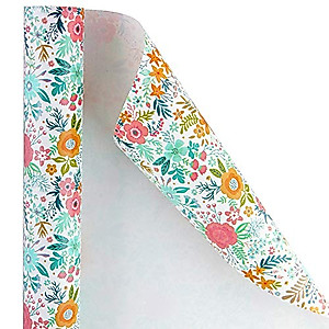 WRAPAHOLIC Wrapping Paper Roll - Beautiful Floral Design for Birthday, Mother's Day, Wedding, Baby Shower Wrap - 30 inch x 33 feet