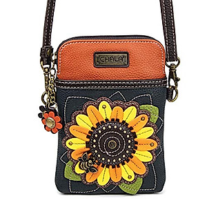Chala Handbags LaserCut Totes Shoulder Purse with Matching Wallet Gift Set (Plum Sunflower Tote & Cellphone Crossbody Gift Se)