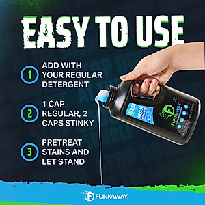 FunkAway Laundry Detergent Booster, 32 oz., Eliminates Extreme Trapped-In Odors and Stains from Activewear, Sports Uniforms, Pet Bedding, Towels and Bed Linens