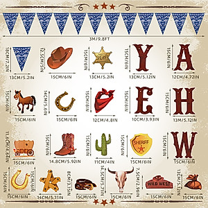 5 Pcs Western Cowboy Party Decorations Bandana Pennant Banner Wild West Banner Cowboy Banner Hanging Western Yee Haw Banner Western Decorations for Cowboy Birthday Party Supplies (Classic Style)