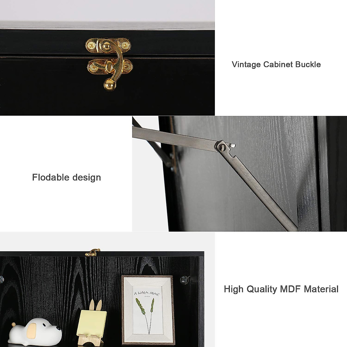 YUSING Farmhouse Wall Mounted Table, Fold Out Convertible Desk, Multi-Function Computer Desk, Home Office Wood Wall Floating Desk with Large Storage Area (Walnut)