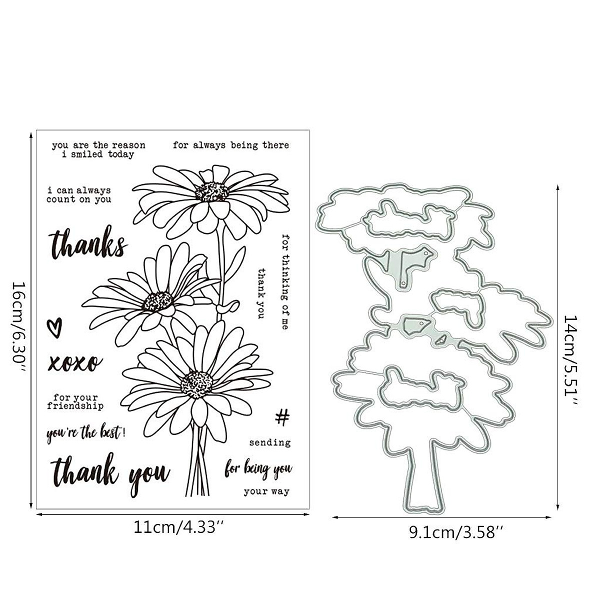 Lottoy Cute Chamomile Silicone Clear Stamp and Die Sets for Card Making, DIY Embossing Photo Album Decorative Craft