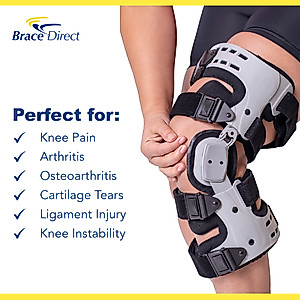 Brace Direct OA Unloader Brace + Heated Knee Massager- Complete Knee Pain Relief Bundle- For Osteoarthritis, Arthritis, Knee Injury, Stiffness