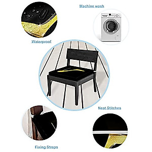 Outdoor Chair Seat Covers Set of 2,Gold High Heels Black Back Waterproof Chair Seat Covers for Dining Room Kitchen,Women Elegant Glitter Shoes Removable Washable Chair Seat Protector with Straps