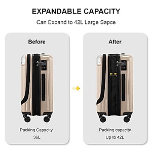 LEVEL8 Grace EXT Carry On Luggage 20” Expandable Hardside Suitcase