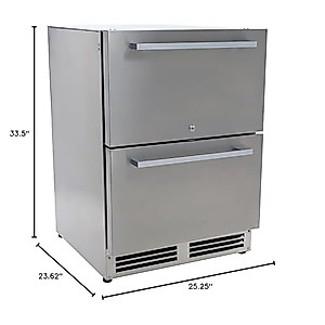 Avanti ELITE Series 2-Drawer Undercounter Refrigerator, 5.2 cu. ft., Home or Commercial Use | Slide Out Drawers, Built-In or Freestanding, 304 Stainless Steel for Outdoor Use