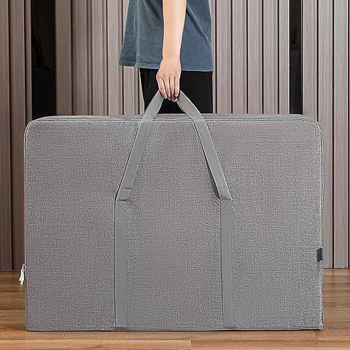 Folding Mattress Storage Bag - Trifold Memory Foam Mattress Carry Case, Portable Mattress Sofa Bed Carrying Box for 4" Full & Queen Size Foldable Floor Mattress, 60"x27.5"x13"