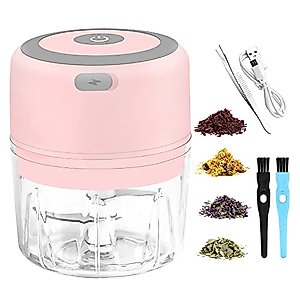 VRUPINZE Electric Herb Grinder - 3.5 Inch Large Grinders for Grinding Dry Fresh Herbs and Spice with Clear Chamber, Portable USB Charge Herb Grinder, Including Clean Brush and Tweezers, Gift Box, Pink
