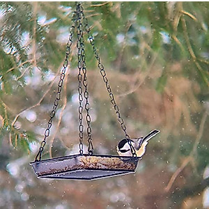 Hanging Bird Feeder Tray Platform Metal Mesh Seed Tray for Bird Feeding Outdoor Garden Decoration for Wild Backyard Attracting Birds