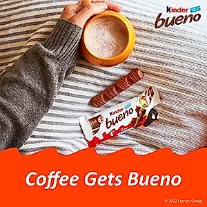 Kinder Bueno Milk Chocolate and Hazelnut Cream, 2 Individually Wrapped Chocolate Bars Per Pack, Easter Basket Gifts, 1.5 oz each, 30 Pack