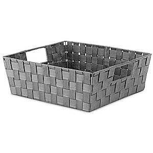 Whitmor INC 13x15x5 Gry Woven Tote, 13 by 15 by 5", Gray