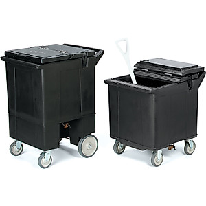 Carlisle FoodService Products Cateraide Tall Ice Caddy Insulated Ice Carrier with 4 Swivel Casters for Catering, Bar, And Restaurants, Plastic, 125 Pounds, Black