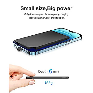 TNTOR Portable Charger with Built in Lightning Cable(MFi Apple Certified) 5000mAh Ultra Slim Power Bank Compatible with iPhone 14/13/12/11 Pro/Max/X/8/7 etc