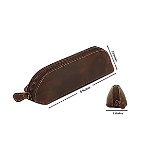 The Antiq: Pencil Pouch, Zipper Pencil Case, Leather Pencil Case, Pencil Bag Pouch With Zipper Pen Holders Handmade, Pen & Marker Case, Pencil Case for Artists & Professionals MRD-ZPC-004 0