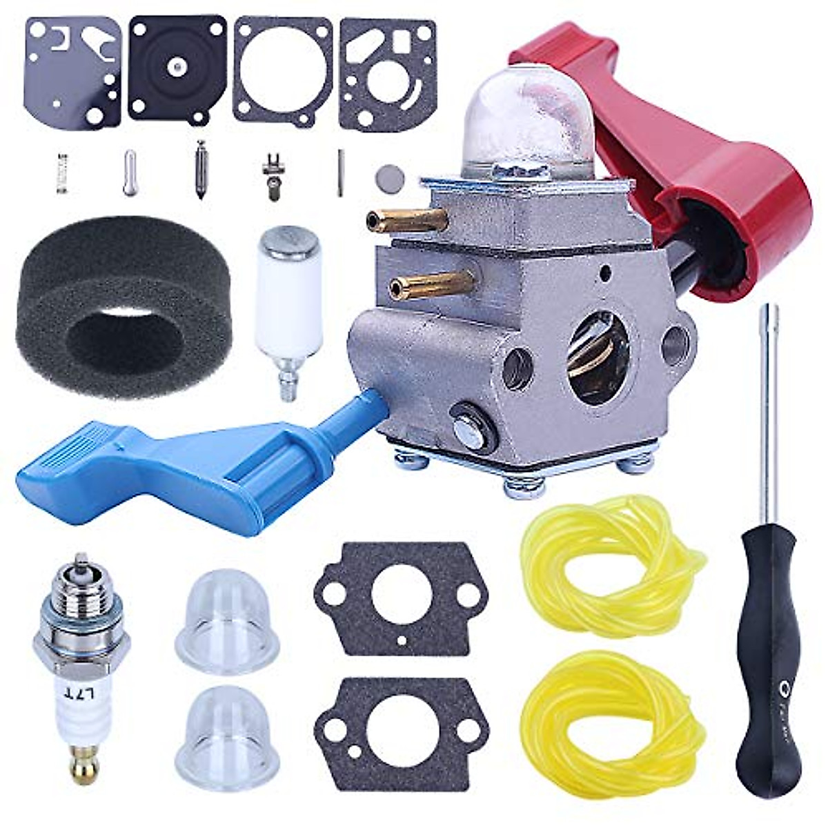 Adefol C1U-W12A Carburetor for Poulan FL1500 FL1500LE 952711486 Craftsman with Adjusting Tool Air Fuel Filter Line Tune Up Kit Gas Leaf Blower 530071629 C1U-W12B