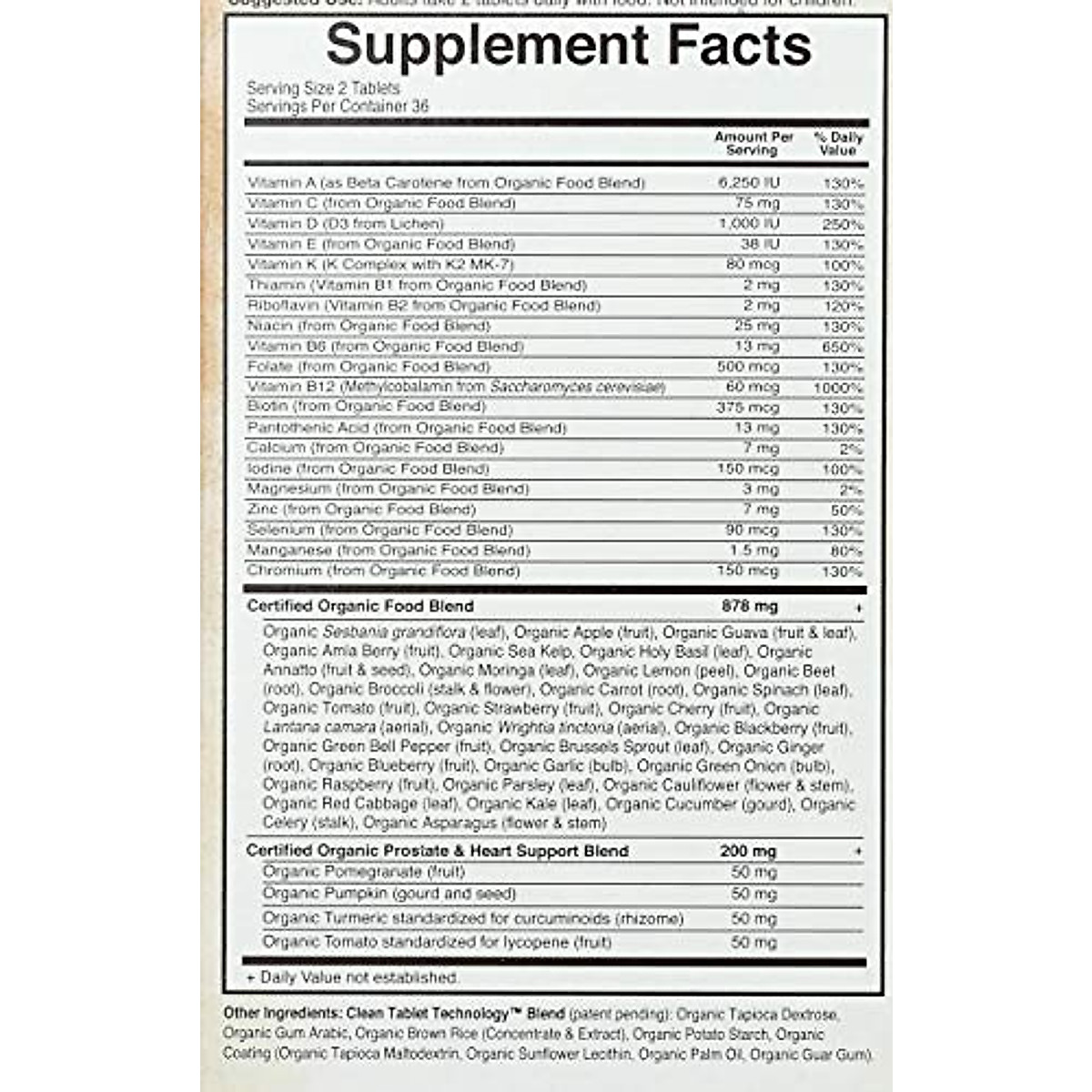 Garden Of Life Organic Mykind Men's 40 Multi, 72 CT