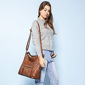 Realer Hobo Bag Women Purse Handbag Large Crossbody Bag Womens Shoulder Bag (Brown)