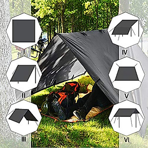 KALINCO 10X10FT/10X15FT,Tent Tarp,Picnic Mat Camping Tarp Tent Hammock Tarp, pu Waterproof Camping tarp Tent Rain Fly Picnic Mat Survival Shelter Sunshade（Gray）