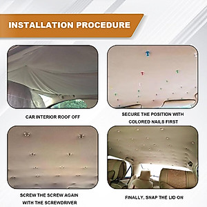 Car Roof Headliner Repair Kit Rivets Repair Button Interior Ceiling Cloth Fixing Repair Buckle with Installation Tool 60Pcs (Grey Grid)