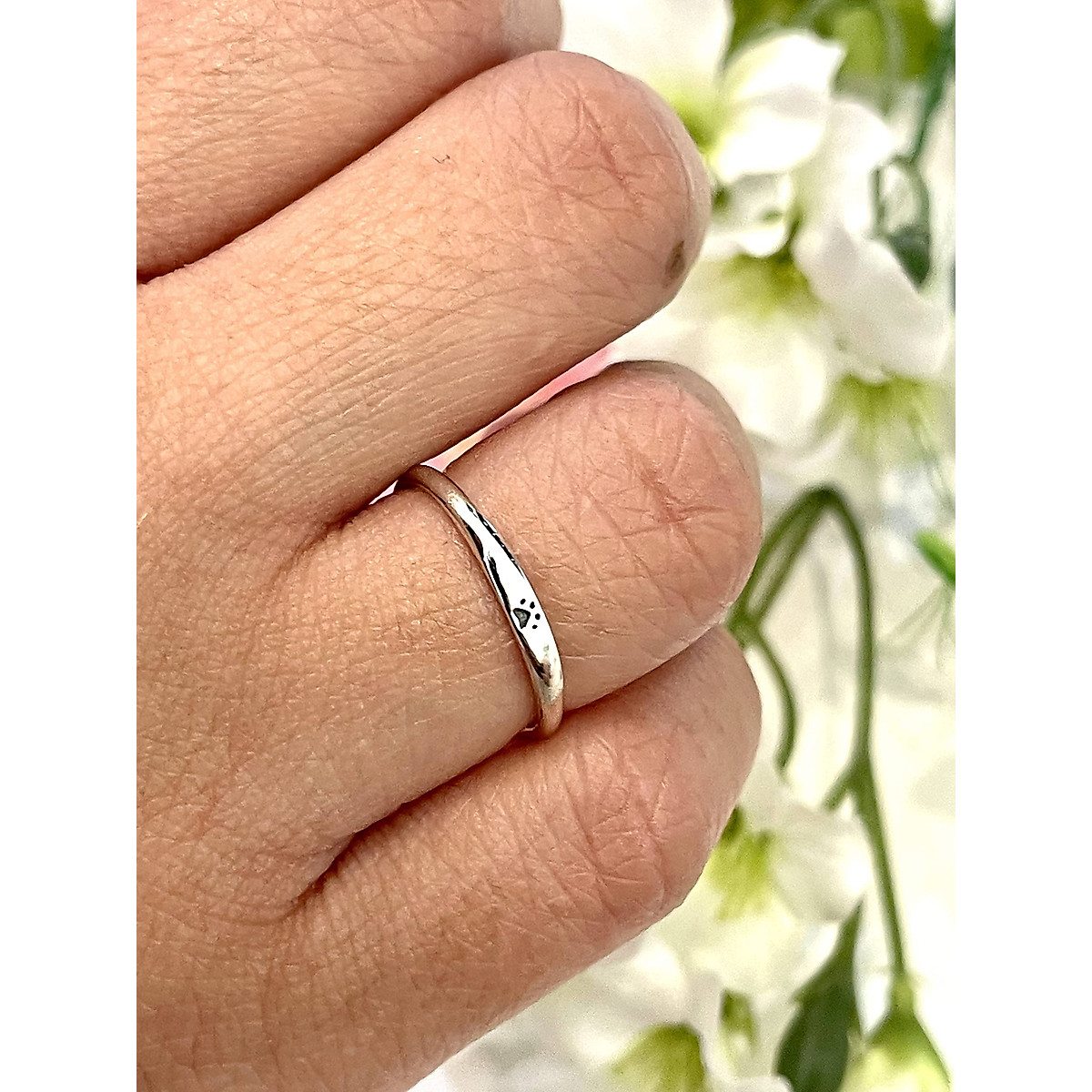 PERFECTJEWELZ Dog's Paw Print Stackable Ring 925 Sterling Silver 2.2mm Size 6