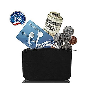 Genuine Leather Large Coin Purse for Women, Change Purse Zipper Wallet For Men Size 5x3 U.S.A. Made By Nabob Leather