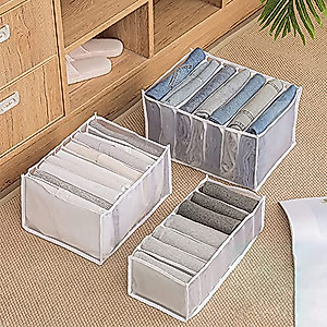 TCIOD 2PCS Wardrobe Clothes Organizer, Drawer Organizer Clothes Organizer Wardrobe Organizer Jeans Compartment Storage Box Foldable Closet Drawer Organizer, Mesh Clothes Organizer for Folded Clothes