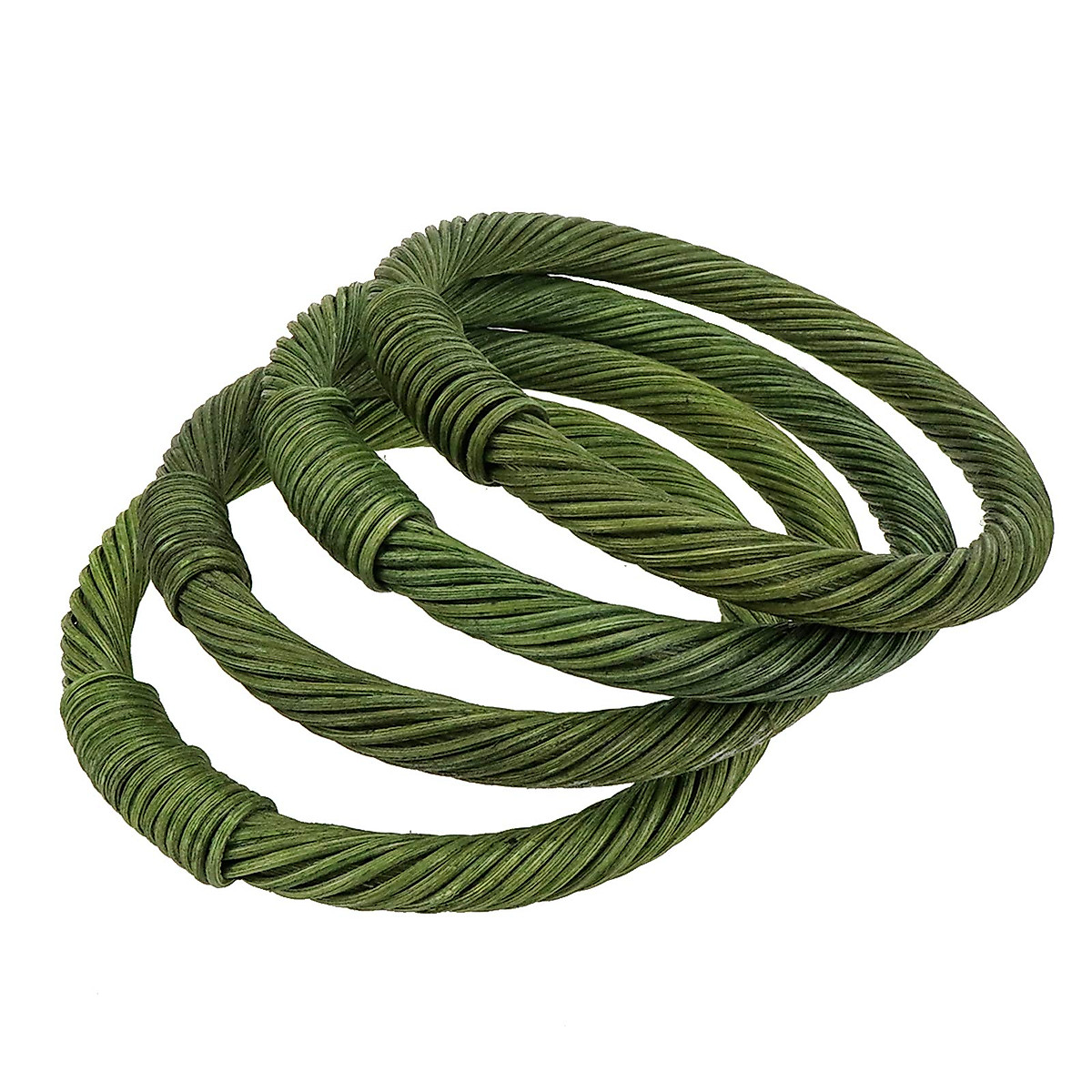 Geesatis 4 Pcs Rattan Purse Handbag Handles Inside Diameter 10 cm / 4 inch Bag Handles for Bag Making Handicraft DIY Bags Accessories, Green