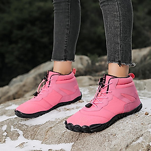Dinint Barefoot Shoes Men Women Wide Toe Box Winter Minimalist Trail Runner Padded Warm Casual Hiking Cotton Boots Sneakers