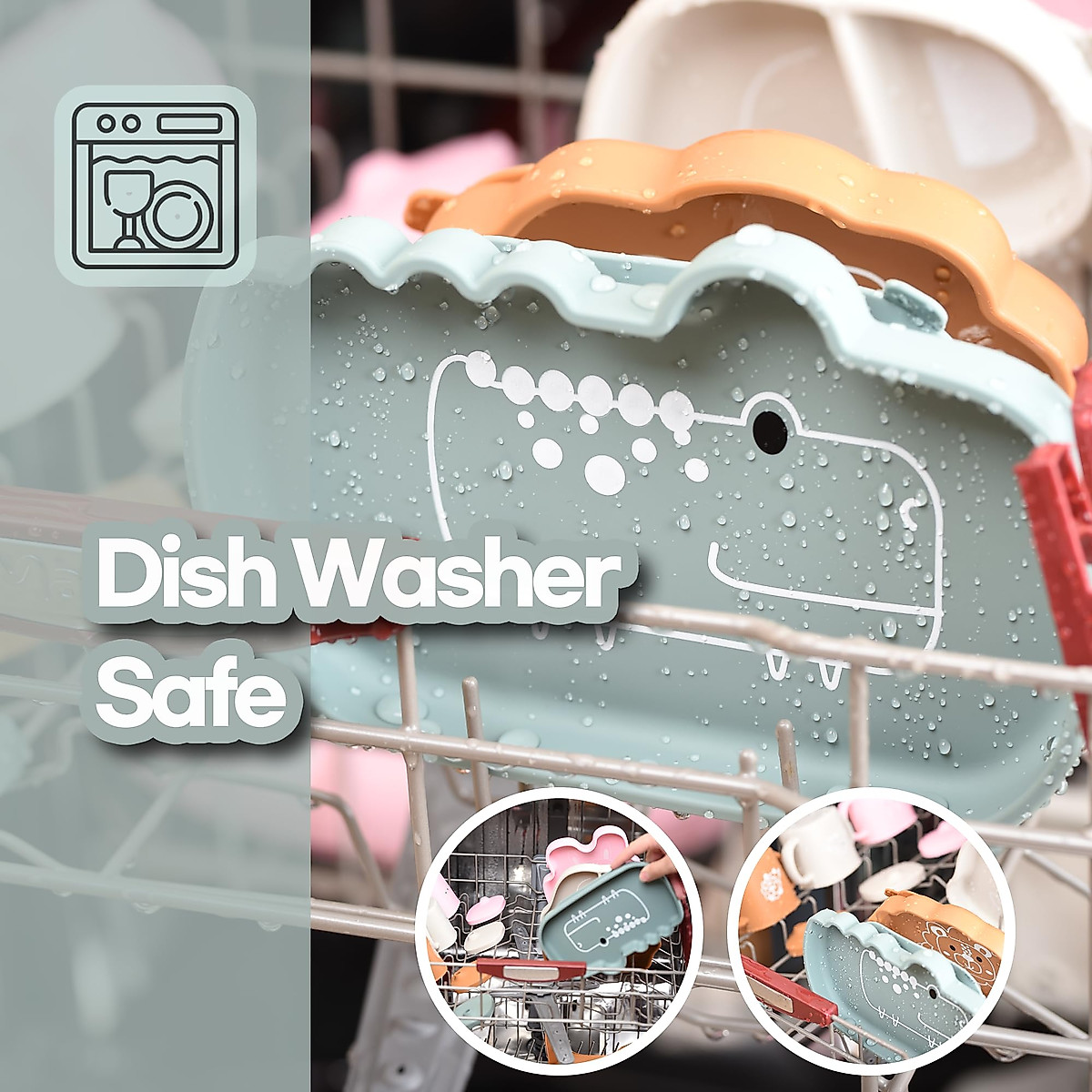 LUCK HEAVEN - Silicone Baby Feeding Set(Rabbit), Baby Led Weaning Supplies with Suction Bowl, Toddler Self Feeding Dish Set with Spoons Forks Sippy Cup Adjustable Bib