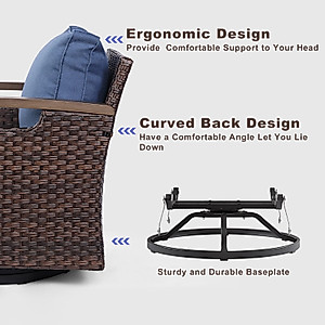 PPorfamilia Patio Furniture Set 2 Pieces, Wicker Patio Chairs with Metal Armrests, Outdoor Rocker Chairs Thick Cushions for Porch, Backyard or Garden