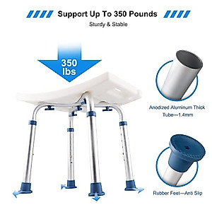 Icedeer Shower Stool, Shower Bench Seat, Shower Chair for Inside Shower and Bathtub, with Shower Head Holder, Bath Chair, Shower Stool for Elderly Senior Disable Pregnant, Tool-Free, Capacity 350LBS