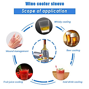 Active Wine Cooler, Freezer Sleeve, Cooler- Carrier, Quick Cooling, Cooling and Keeps Your Drink Cold Keep Cool and Chill Champagne Wine (2 Packs)