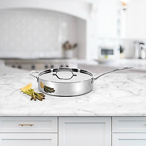 Cuisinart 5.5 Qt Saucepan Fry Pan With Lid 5-Ply Stainless Steel Custom-Clad Oven Safe