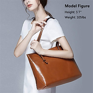 S-ZONE Women Vintage Genuine Leather Tote Shoulder Bag Handbag Upgraded Version Large