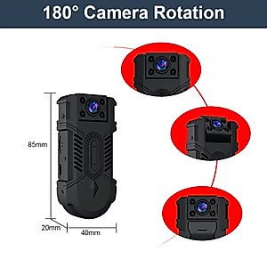 OVEHEL Mini Body Camera 64GB Spy Nanny Cam HD 1080P Hidden Body Camera with Night Vision 6H Auto overwrite 1200mAh(No Wi-Fi)