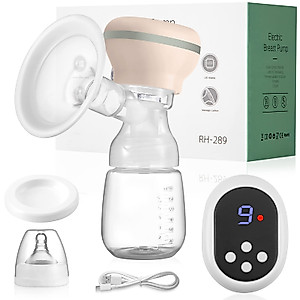 Double Breast Pump Auto Massage Low Noise Breast Pump LCD Touch Screen Breast Pump, Hands Free Mommy, 3 Modes & 9 Levels, 22mm (Pink)