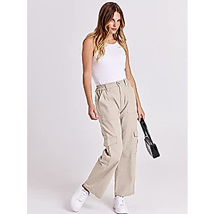 ANRABESS Women's Cargo Pants High Waisted Baggy Multiple Pockets Casual Work Pants Trendy Fashion Relaxed Fit Trousers Y2k for Teen Girls 1017mihuang-L