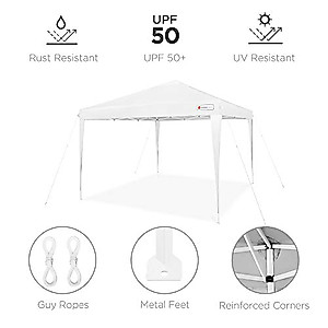 Best Choice Products 10x10ft Pop Up Canopy Outdoor Portable Folding Instant Lightweight Gazebo Shade Tent w/Adjustable Height, Wind Vent, Carrying Bag - White