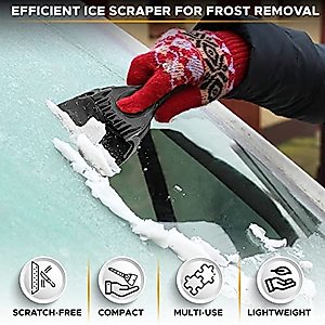 EcoNour Ice Scraper for Car Windshield | 2 Pack Window Scraper to Remove Snow, Frost, and Ice | Ice Crusher for Car Window with Foam Handle for Perfect Grip | Snow Removal & Frost Remover Accessories