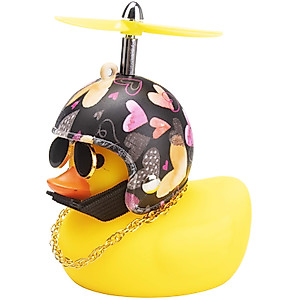 wonuu Rubber Duck Car Decorations Cute Yellow Duck Car Dashboard Ornaments with Propeller (Love)