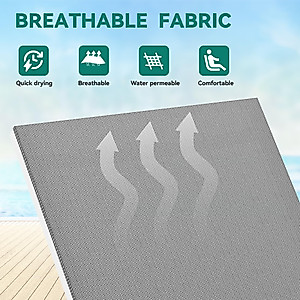 YITAHOME Aluminum Chaise Lounge Outdoor, Widened Patio Lounge Chair with Wheels, 5-Position Adjustable Sunbathing Recliner for Poolside, Backyard, Lawn (Grey)