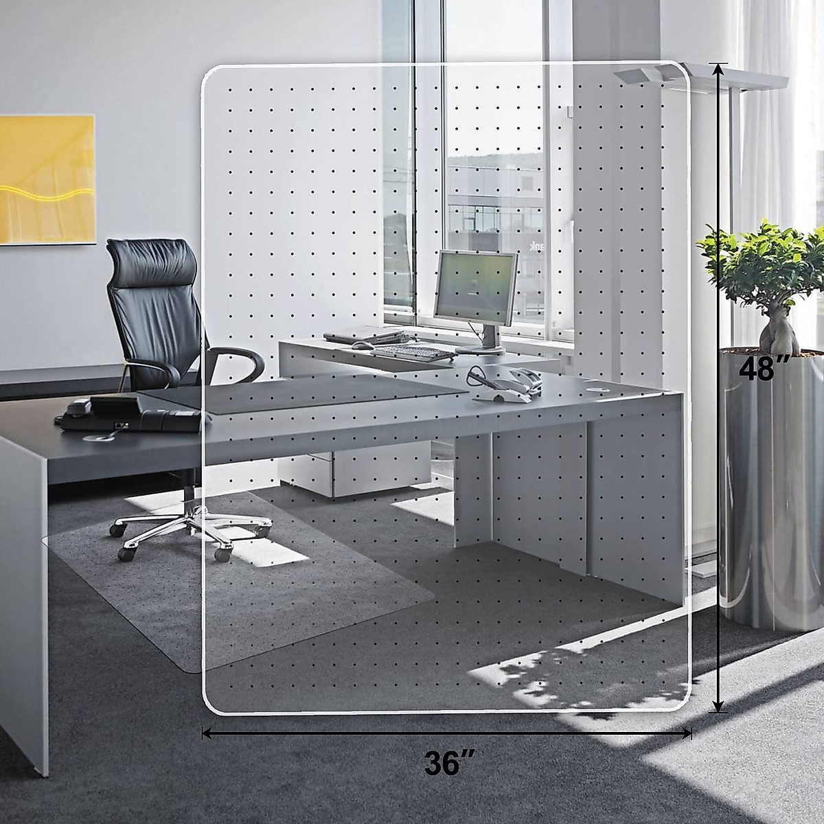 Amyracel Office Chair Mat for Medium Pile Carpet, 36“x 48” Delivered Flat Chair Mat for Carpeted Floors - Easy Chair Rolling, Heavy Duty Studded Desk Chair Mat for Carpet