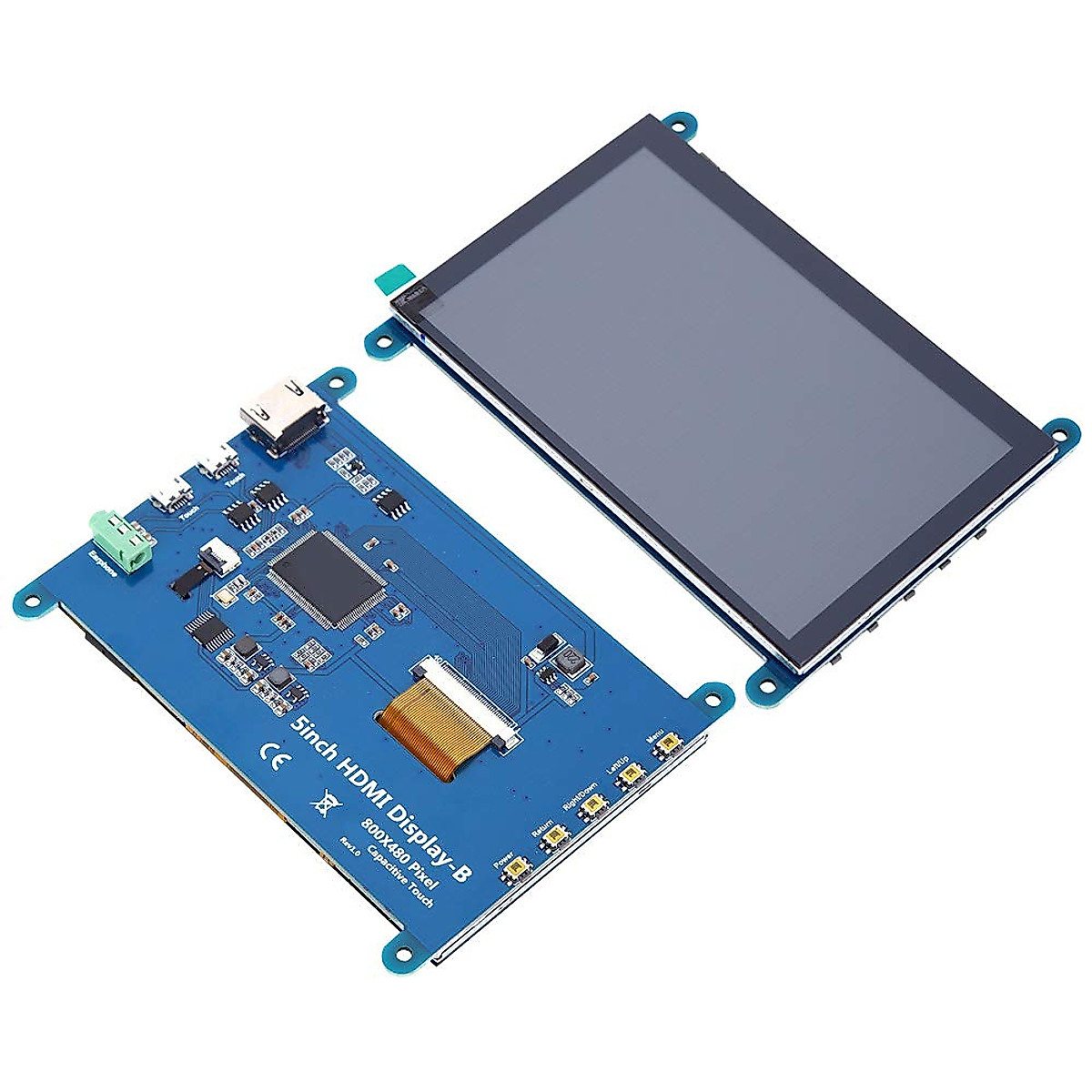 ViaGasaFamido 5 Inch LCD Screen, HD 5-point Capacitive Touch Monitor Mini Pc Monitor 800 x 480(dots) USB Driver for Screen