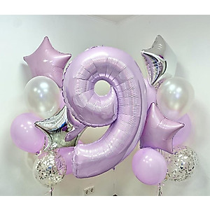 40 Inch Balloon Number 6 Light Purple, Large Foil Pastel Purple 6 Balloons Number for Women, Lavender Globos de Numero 6 Helium Balloons for Girls 6th Birthday Anniversary Graduation Party Decorations