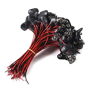 DORHEA 20Pcs T Type 9V Battery Clip Connector T-Type 9 Volt Battery Buckle Connector Long Cable Connection Hard Shell Black Red Connector for Student Experiment,or Other Equipment with 9V Battery