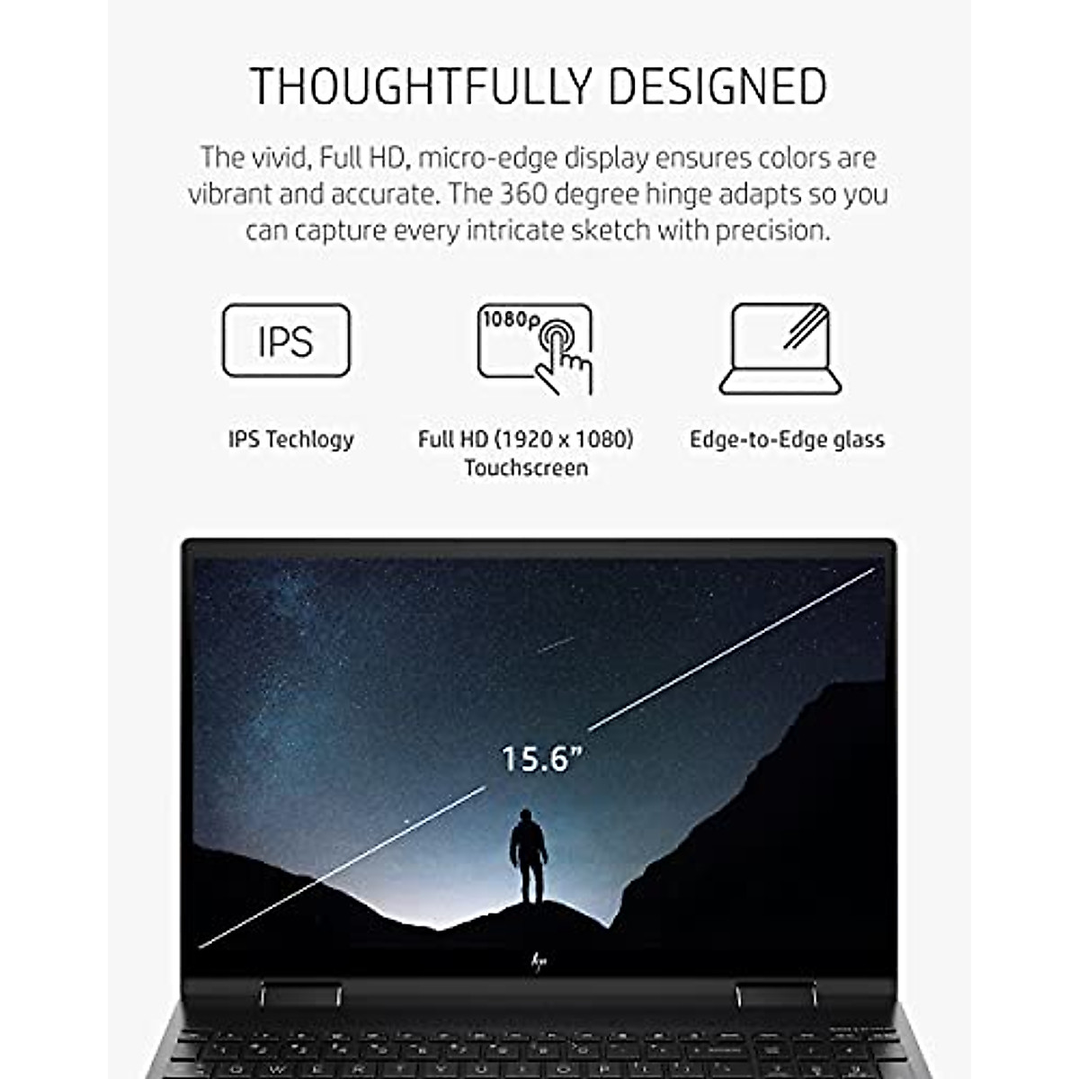 HP Envy x360 15 Convertible Laptop, AMD Ryzen 5 5500U Processor, AMD Radeon Graphics, 8 GB RAM, 512 GB SSD, 15.6 inch Full HD Display, Windows 10 Home(15-ee1010nr, 2021)