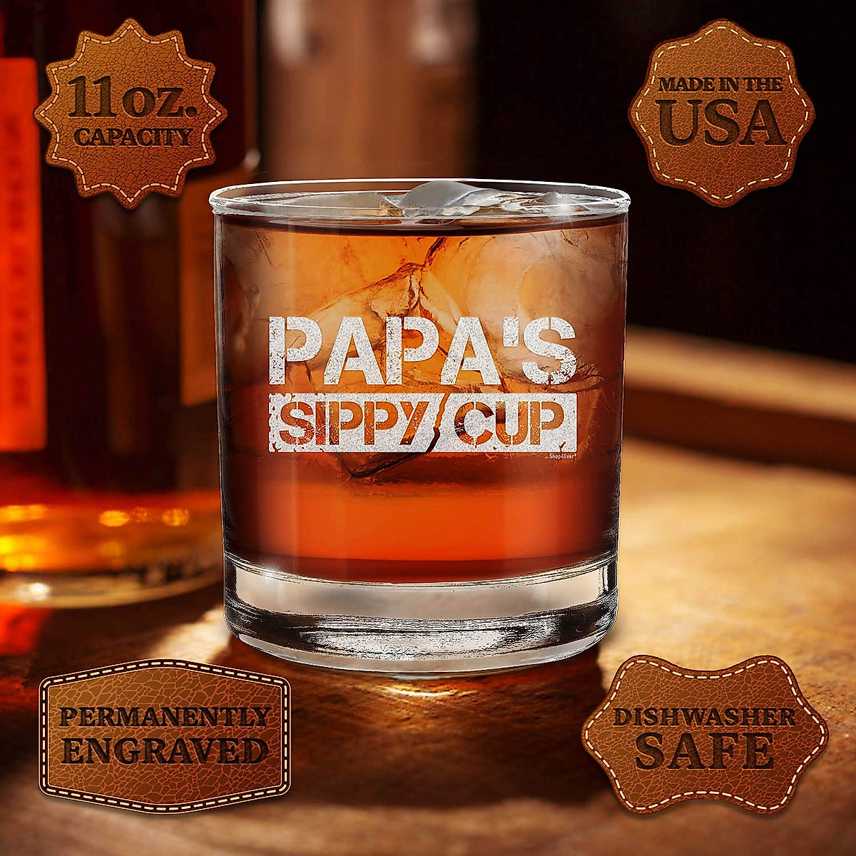 shop4ever® Papa's Sippy Cup Engraved Whiskey Glass Pregnancy Announcement for Grandpa Dad Glass