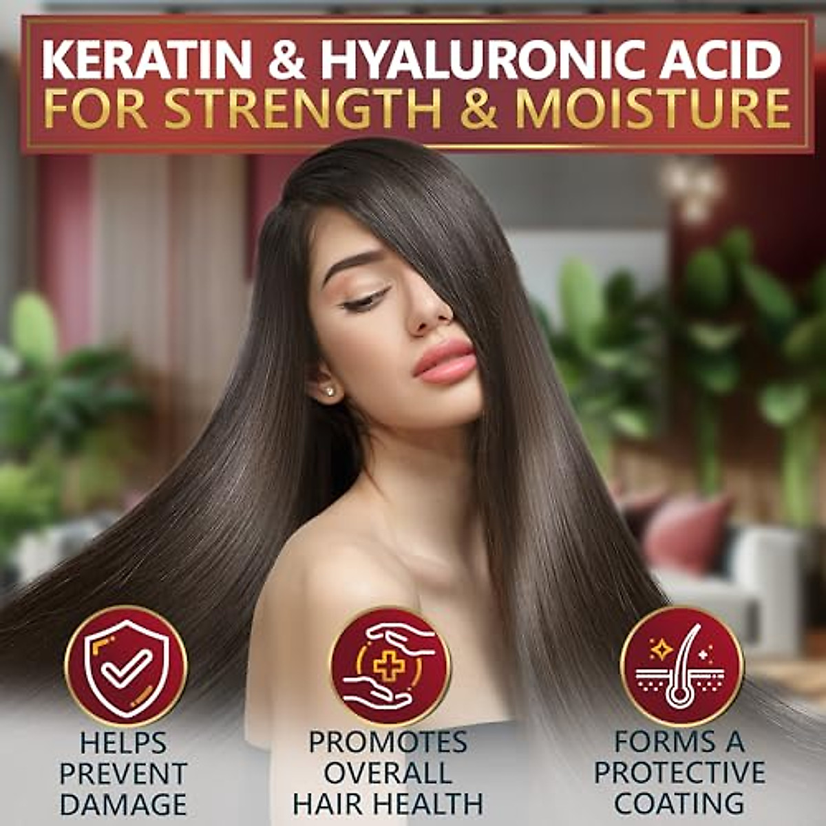 Keratin Shampoo and Conditioner Set with Hyaluronic Acid - Sulfate Free Intense Moisturizing Treatment - For Strengthening Dry and Damaged Hair - For Women and Men - Salon Grade