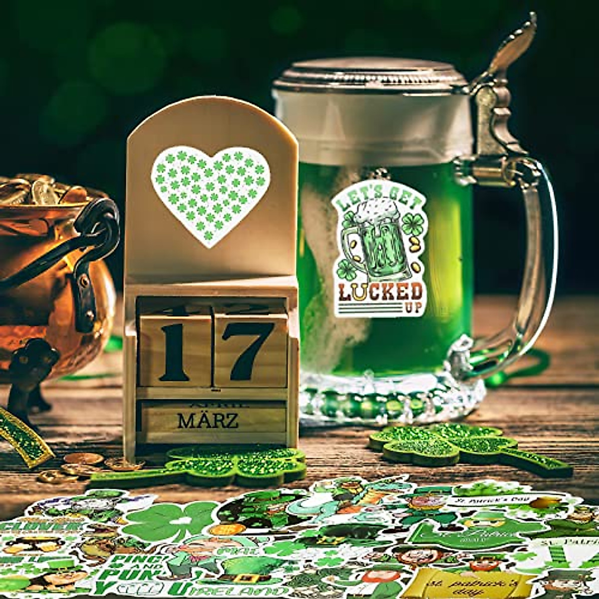 200Pcs St Patrick's Day Stickers,Water Bottle Stickers for Kids Adults Cute Vinyl Waterproof Stickers Accessories DIY for Laptop Water Bottle Envelopes Crafts Scrapbooking,St Patrick's Day Decorations Party Home Supplies